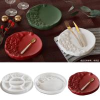 China Drip Glue Mold DIY Resin Gypsum Santa Claus Moon Tray Circular Disc Plate Silicone Mold for sale