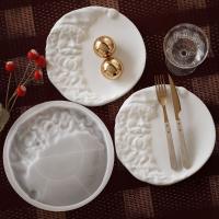 China Drip Glue Mold DIY Resin Gypsum Santa Claus Moon Tray Circular Disc Plate Silicone Mold for sale