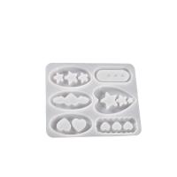 China Drip Glue DIY Resin Heart Five Pointed Star Six Connected Hair Clip Quicksand Pendant Hair Accessory Patch Silicone Mold for sale