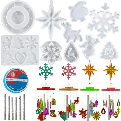 China Crystal Drip Glue DIY Resin Grinding Tools Christmas Series Wind Chime Pendant Combination Set Silicone Mold for sale