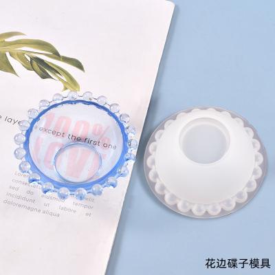 China DIY Crystal Resin Round Bead Disc Mold Lace Disc Pearl Edge Small Bowl Storage Box Silicone Mold for sale