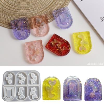 China DIY Love Arch Bear Butterfly Star Flower Flowing Sand Pendant Keychain Dropping Silicone Mold for sale