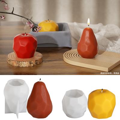 China Crystal Dropper Resin Aromatherapy Gypsum Irregular Cut Surface Apple Pear Candle Placement Table Silicone Mold for sale