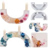 China DIY Crystal Dropping Resin Gypsum C-shaped U-shaped Arch Two Hole Candleholder Candleholder Silicone Mold for sale