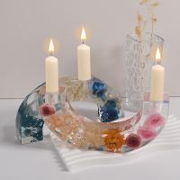 China DIY Crystal Dropping Resin Gypsum C-shaped U-shaped Arch Two Hole Candleholder Candleholder Silicone Mold for sale