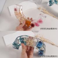 China DIY Crystal Dropping Resin Gypsum C-shaped U-shaped Arch Two Hole Candleholder Candleholder Silicone Mold for sale