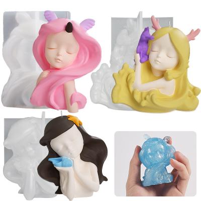 China Crystal Dropping Gel Ocean Mermaid Princess Silicone Mold Sea Daughter Aromatherapy Candle Gypsum Grinding Tool for sale