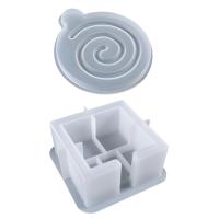 China Crystal Dropper Circular Coaster Set Mold, Square Belt With Stripe Insulation Coaster Storage Box, Silicone Grinding Tool for sale