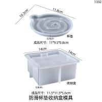 China Crystal Dropper Circular Coaster Set Mold, Square Belt With Stripe Insulation Coaster Storage Box, Silicone Grinding Tool for sale