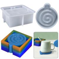 China Crystal Dropper Circular Coaster Set Mold, Square Belt With Stripe Insulation Coaster Storage Box, Silicone Grinding Tool for sale