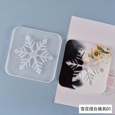 China DIY Crystal Dropper Coaster Mold Hollow Snowflake Coaster Snowflake Hanging Table Silicone Mold for sale