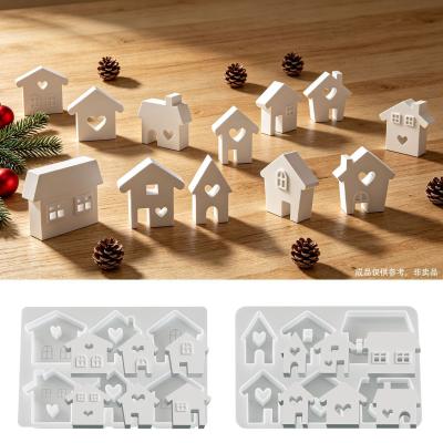 China Liulian Love Small House Silicone Mold DIY Aromatherapy Candle Mini House Decoration Gypsum Mold for sale