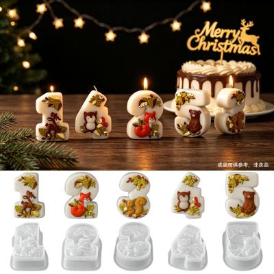 China Relief Forest Animal Leaves Digital Silicone Mold Squirrel Bear Deer Digital Candle Mold for sale
