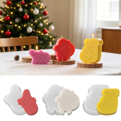 China DIY Cross-border Christmas Candle Silicone Molds, Santa Claus, Christmas Socks, Gift Fragrance, Gypsum Molds for sale