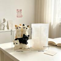 China 3D Stacked Cat Silicone Mold DIY Cartoon Four Stacked Cat Aromatherapy Candle Gypsum Mold for sale