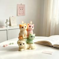 China 3D Stacked Cat Silicone Mold DIY Cartoon Four Stacked Cat Aromatherapy Candle Gypsum Mold for sale