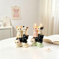 China 3D Stacked Cat Silicone Mold DIY Cartoon Four Stacked Cat Aromatherapy Candle Gypsum Mold for sale