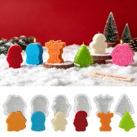 China Christmas Listing Aromatherapy Gypsum Ornament Silicone Mold Santa Claus Elk Snowman Candle Mold for sale