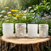 China Relief Forest Elk White Crane Mother And Child Cylindrical Aromatherapy Candle Cup Storage Jar Ornament Silicone Mold for sale