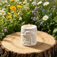 China Relief Forest Elk White Crane Mother And Child Cylindrical Aromatherapy Candle Cup Storage Jar Ornament Silicone Mold for sale