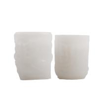 China Relief Forest Elk White Crane Mother And Child Cylindrical Aromatherapy Candle Cup Storage Jar Ornament Silicone Mold for sale