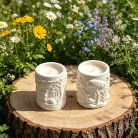 China Relief Forest Elk White Crane Mother And Child Cylindrical Aromatherapy Candle Cup Storage Jar Ornament Silicone Mold for sale