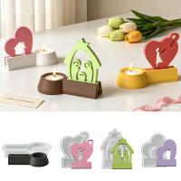 China Cross Border New Product Love Balloon Family Blessing Love House Candlestick Base Insertion Plate Silicone Mold for sale