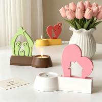 China Cross Border New Product Love Balloon Family Blessing Love House Candlestick Base Insertion Plate Silicone Mold for sale