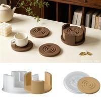 China Cross-border INS Minimalist Style Round Threaded Cup Coaster With Circular Hollow Storage Base, Gypsum Silicone Mold for sale