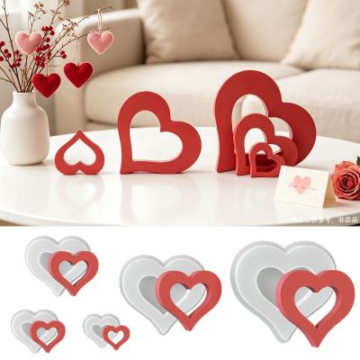 China Ins Style Minimalist Hollow Out Multi Specification Love Silicone Mold DIY Aromatherapy Gypsum Candle Decoration Mold for sale