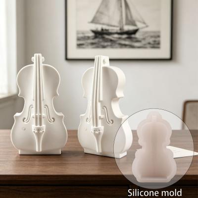 China Nordic Style Violin Aromatherapy Candle Silicone Mold Creative Gypsum Ornament DIY Handmade Soap Mold for sale