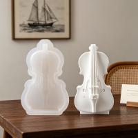 China Nordic Style Violin Aromatherapy Candle Silicone Mold Creative Gypsum Ornament DIY Handmade Soap Mold for sale