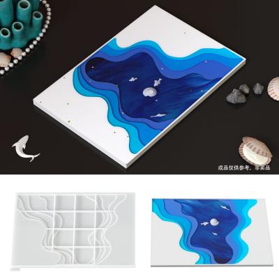 China Crystal Resin Irregular Tray Silicone Mold DIY Ocean Terraced Landscape Coaster Drip Glue Mold for sale