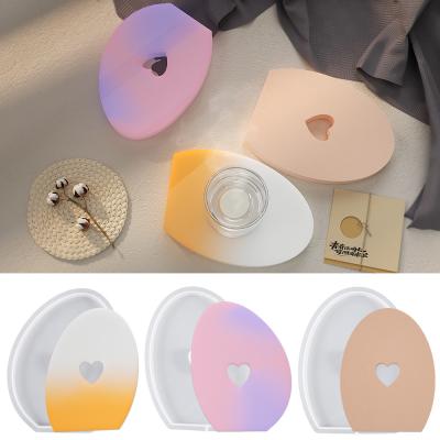 China DIY Crystal Dropper Love Egg Shaped Coaster Grinding Tool Easter Aromatherapy Gypsum Candle Silicone Mold for sale