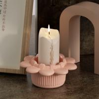 China DIY Handmade Gypsum Cement Aromatherapy Candle Cup Gypsum Storage Can Lotus Mirror Silicone Mold Creative Ornament for sale