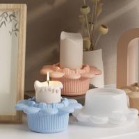 China DIY Handmade Gypsum Cement Aromatherapy Candle Cup Gypsum Storage Can Lotus Mirror Silicone Mold Creative Ornament for sale