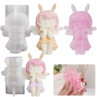China Crystal Dropping Gel Angel Wings Girl Dropping Gel Mold DIY Aromatherapy Candle Pendant Silicone Mold for sale