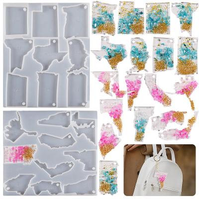 China Dropping Glue American Map Pendant Hanging Silicone Mold Irregular Keychain Dropping Glue Mold for sale