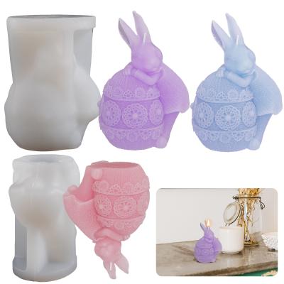 China Skirt Rabbit Flower Ball Baby Silicone Mold DIY 3D Rabbit Dropping Candle Aromatherapy Gypsum Mold for sale