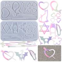 China DIY Drip Glue Sweater Button Grinding Tool Hexagram Star Love Clover Dolphin Bear Button Silicone Mold for sale