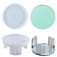 China Crystal Dropper Coaster Storage Box Silicone Mold Striped Circular Coaster Storage Set Silicone Mold for sale