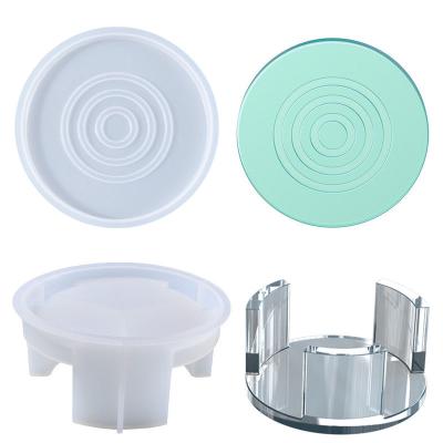 China Crystal Dropper Coaster Storage Box Silicone Mold Striped Circular Coaster Storage Set Silicone Mold for sale