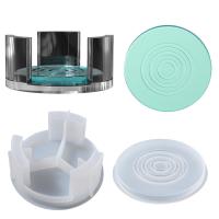 China Crystal Dropper Coaster Storage Box Silicone Mold Striped Circular Coaster Storage Set Silicone Mold for sale