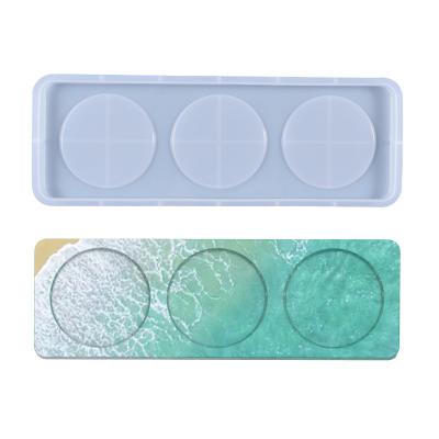 China DIY Crystal Resin Mold Three-Compartment Wine Bottle & Glass Tray Silicone Mold Wholesale Hot Sale for sale