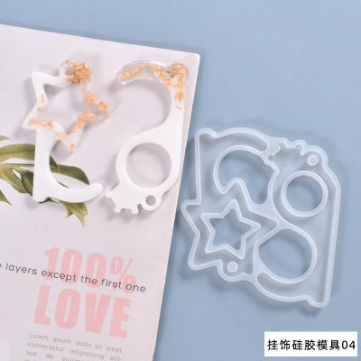 China DIY Crystal Epoxy Non-contact Hook Mold, Star Crown Key Pendant, Silicone Mold for sale