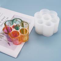 China DIY Epoxy Mold Storage Box, 6-bin Round Lipstick Storage Box, Table Decoration, Silicone Mold Storage for sale