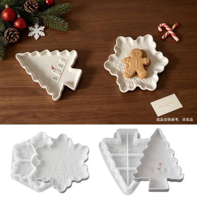 China Relief Pattern Christmas Tree Snowflake Tray Silicone Mold DIY Aromatherapy Plaster Storage Tray Mold for sale