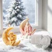 China Cross-border New Style Moon Angel Child Moon Castle Aroma Candle Plaster Ornament Silicone Mold for sale