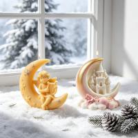 China Cross-border New Style Moon Angel Child Moon Castle Aroma Candle Plaster Ornament Silicone Mold for sale