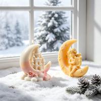 China Cross-border New Style Moon Angel Child Moon Castle Aroma Candle Plaster Ornament Silicone Mold for sale
